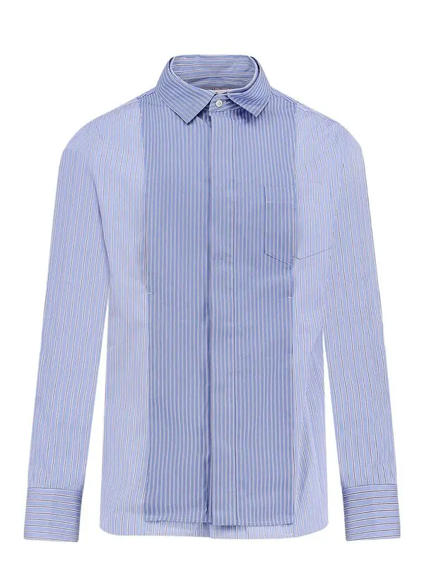 Sacai Striped Cotton Popeline Shirt - Blue