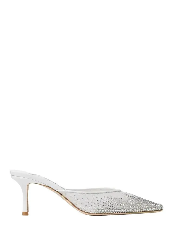 JIMMY CHOO 60mm Vivi Crystal-embellished Mules - White