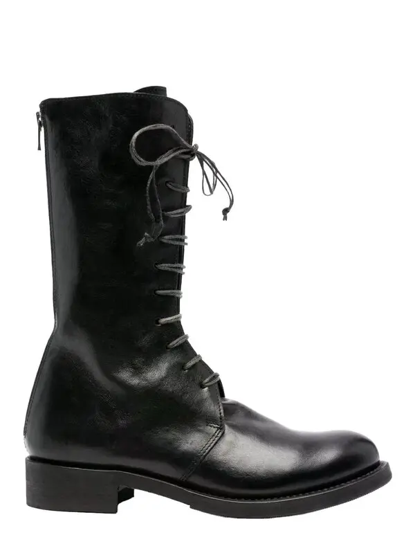 SHOTO Lace-up Leather Boots - Black