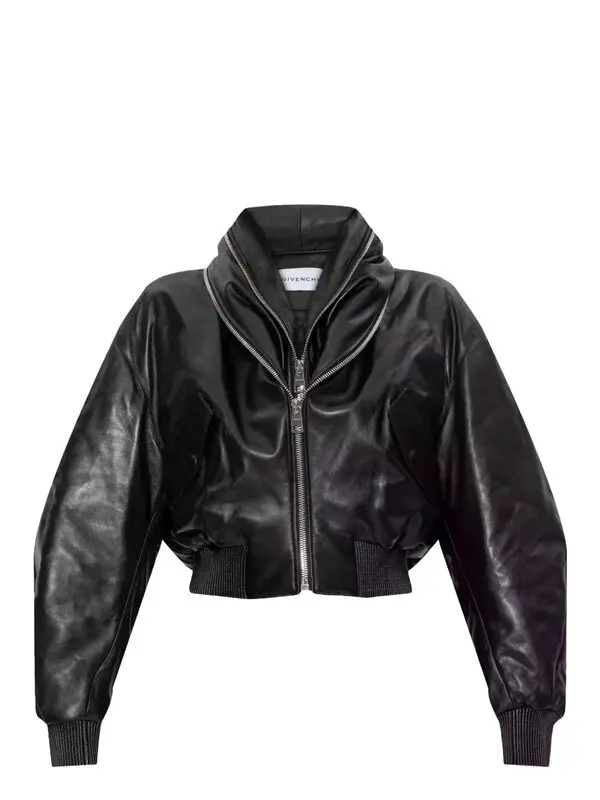 Givenchy Leather Bomber Jacket - Black