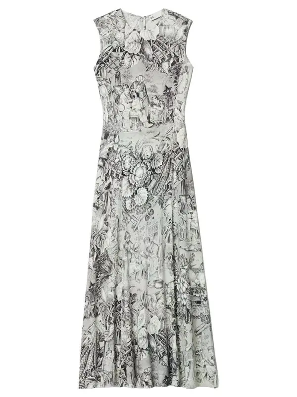 Tory Burch Printed Sleeveless Maxi Dress - Grey
