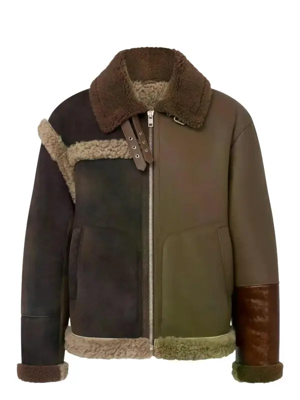 Moschino Shearling-trimmed Leather Jacket - Brown