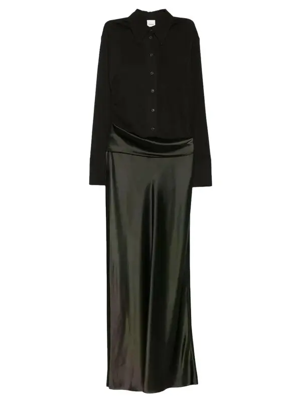 Nanushka Satin-paneled Asymmetrical Maxi Dress - Green
