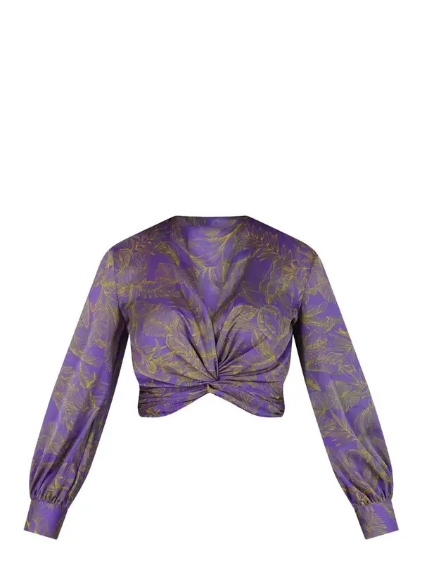 SIMONA CORSELLINI Floral-print Twist-front Top - Purple