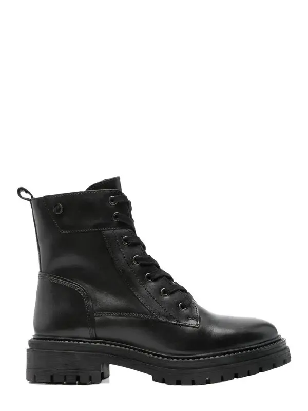 Geox Lace-up Leather Ankle Boots - Black