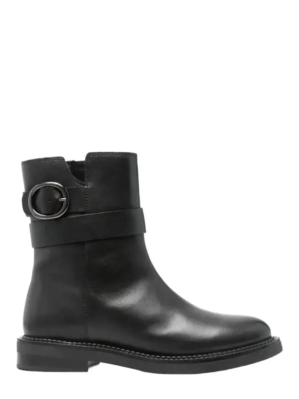 Geox Buckle-detail Leather Ankle Boots - Black