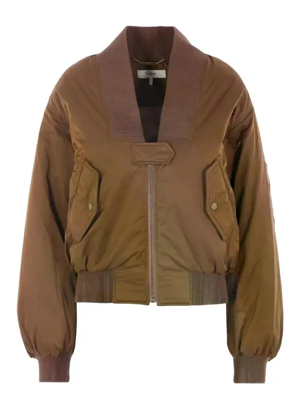 Chloé Zip-front Bomber Jacket - Brown