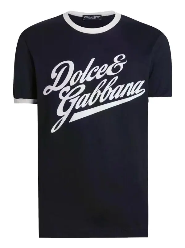 Dolce & Gabbana Cotton T-shirt With Flocked Print - Blue