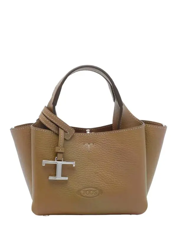 TOD'S Leather Crossbody Bag With Logo Detail - Brown