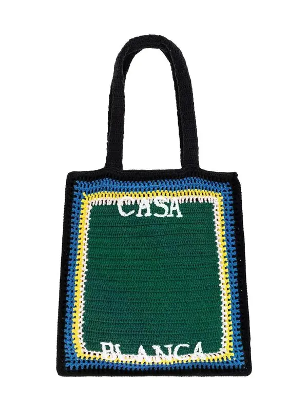 Casablanca Lettering Cotton Tote Bag - Green