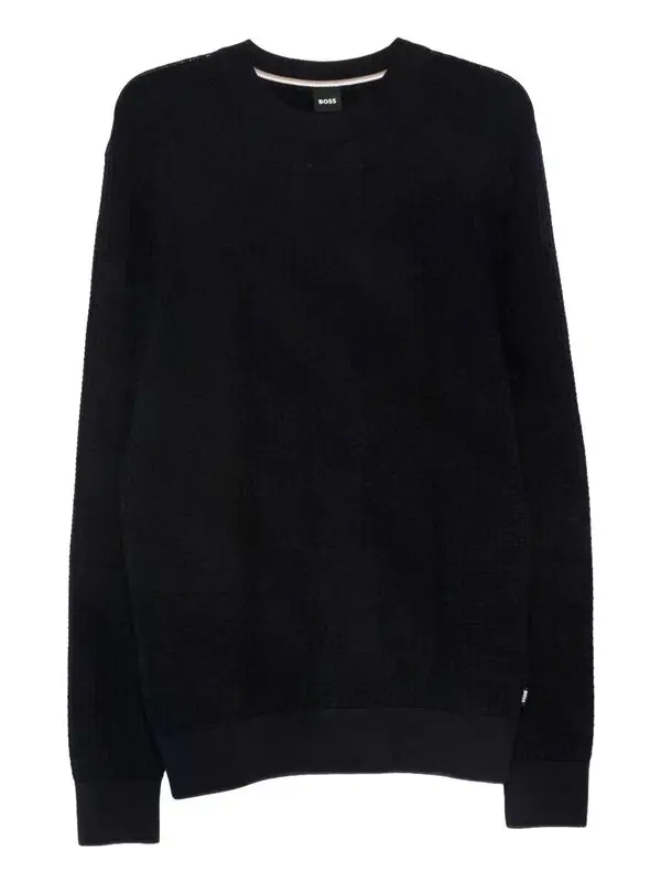 BOSS Cotton Crew Neck Sweater - Blue