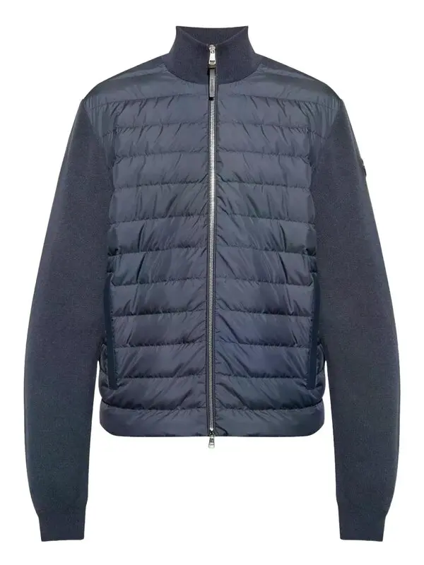 Moncler Quilted Knit Panelled Cardigan - Blue