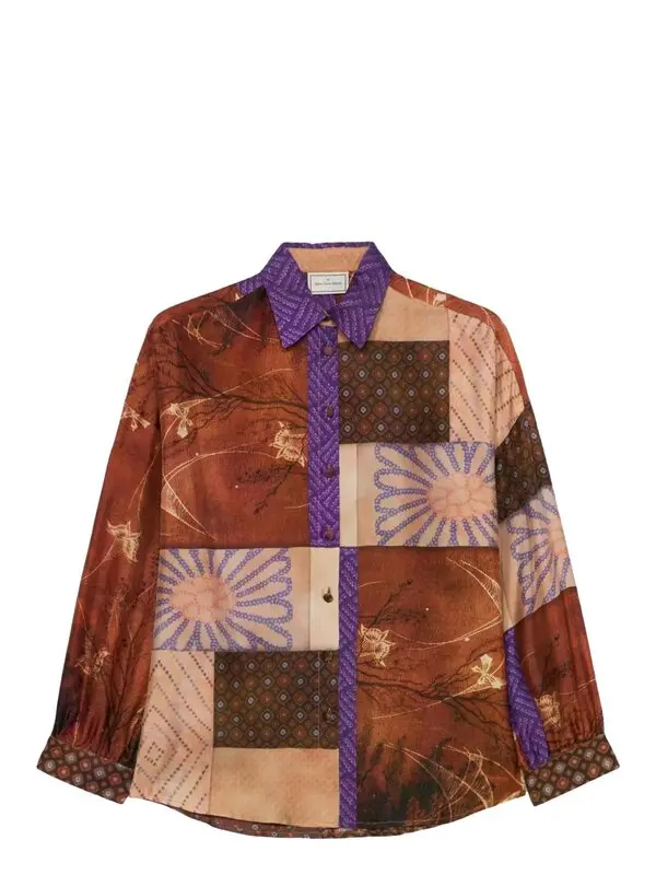 PIERRE-LOUIS MASCIA Patchwork-print Shirt - Brown