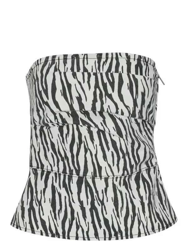 ROTATE BY BIRGER CHRISTENSEN Zebra-print Strapless Top - White