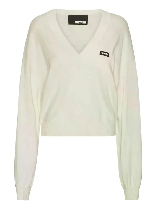 ROTATE BY BIRGER CHRISTENSEN V-neck Sweater - White