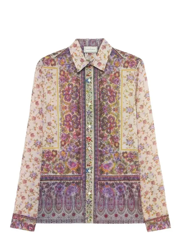 PIERRE-LOUIS MASCIA Paisley-floral Print Shirt - Neutrals