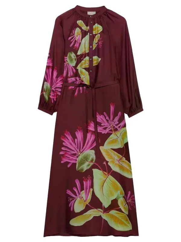 PIERRE-LOUIS MASCIA Floral-print Belted Dress - Red
