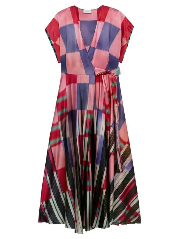 PIERRE-LOUIS MASCIA Adana Abstract-print Wrap Dress - Pink
