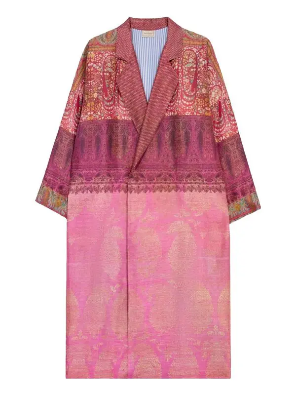 PIERRE-LOUIS MASCIA Enekam Paisley-print Double-breasted Coat - Pink