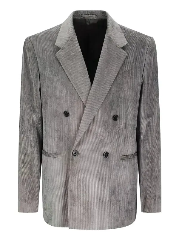 LARDINI Double-breasted Corduroy Jacket - Grey