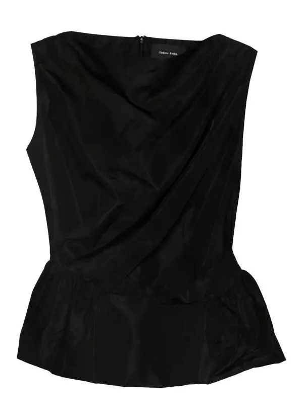 Simone Rocha Draped Peplum Top - Black