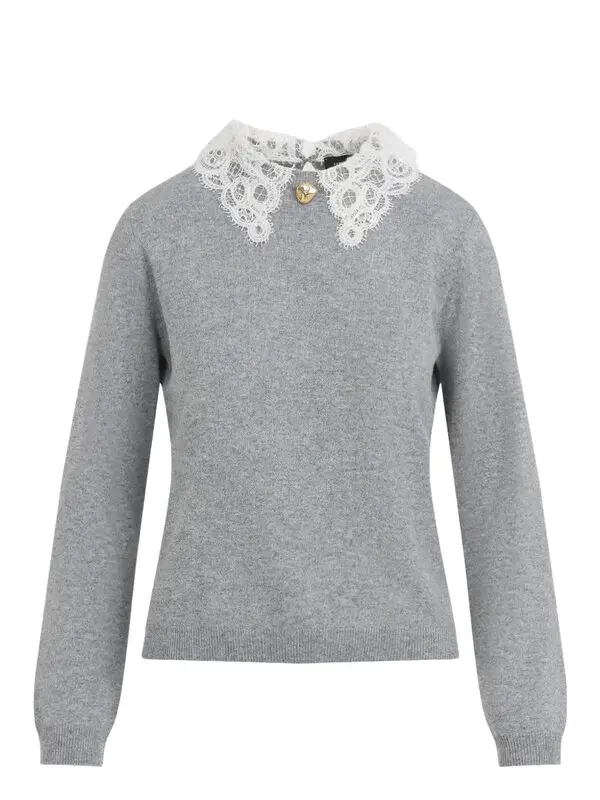 Fabiana Filippi Lace-collar Wool Sweater - Grey