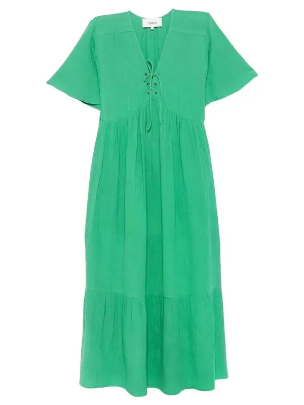 Ba&sh Lace-up Midi Dress - Green