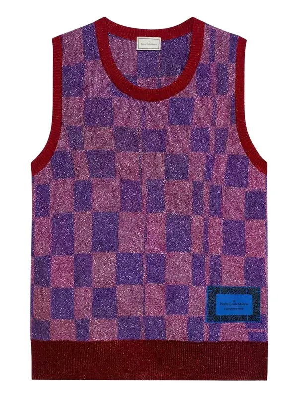 PIERRE-LOUIS MASCIA Plaid-pattern Knit Vest - Purple