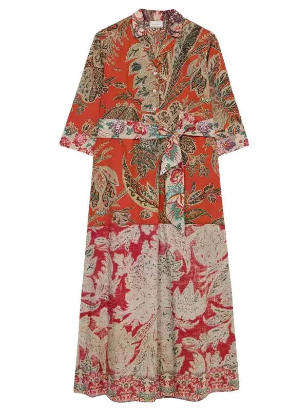 PIERRE-LOUIS MASCIA Diomedes Paisley-print Belted Dress - Red