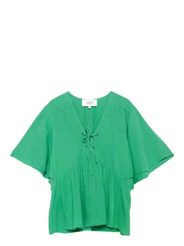 Ba&sh Lace-up Blouse - Green