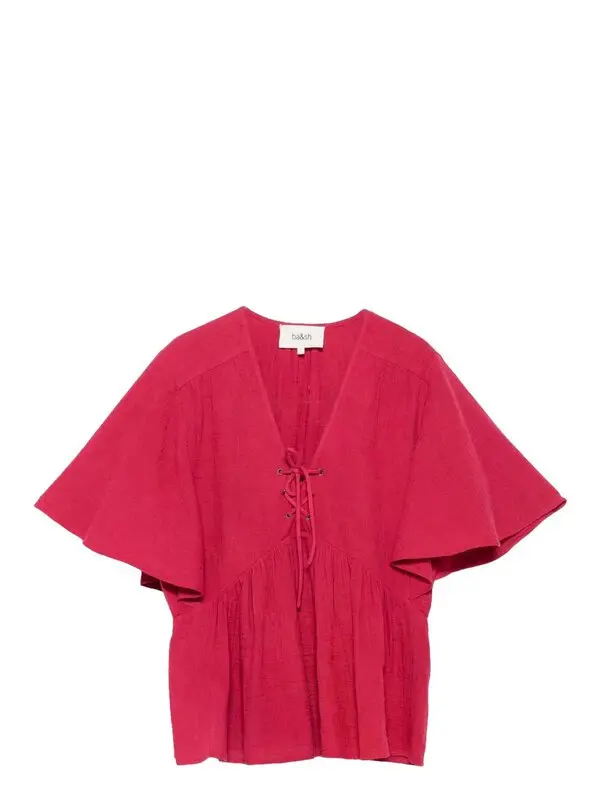 Ba&sh Lace-up Blouse - Pink