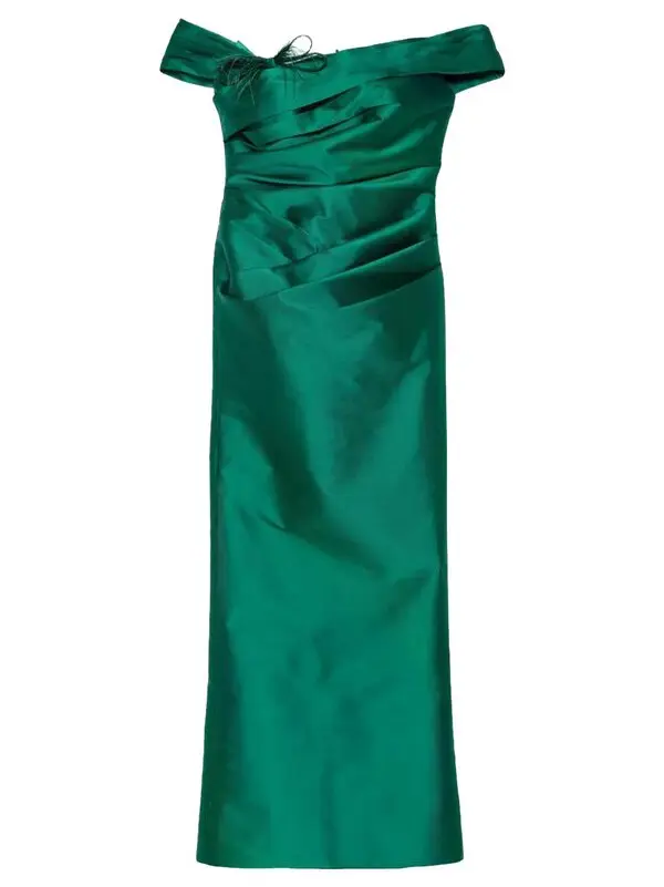 TARIK EDIZ Izella Off-shoulder Midi Dress - Green