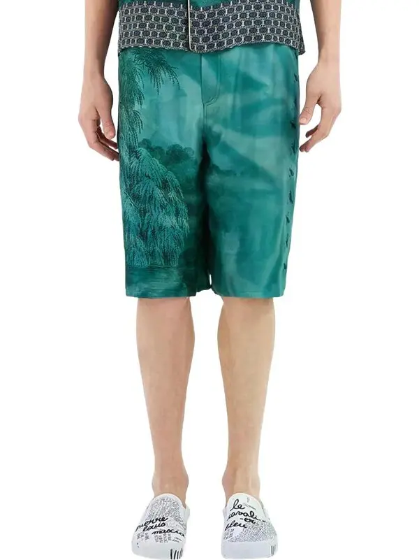PIERRE-LOUIS MASCIA Landscape Print Shorts - Blue