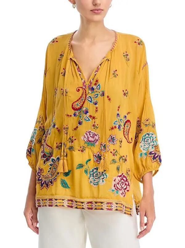 Johnny Was Margot Embroidered Blouse - Bamboo