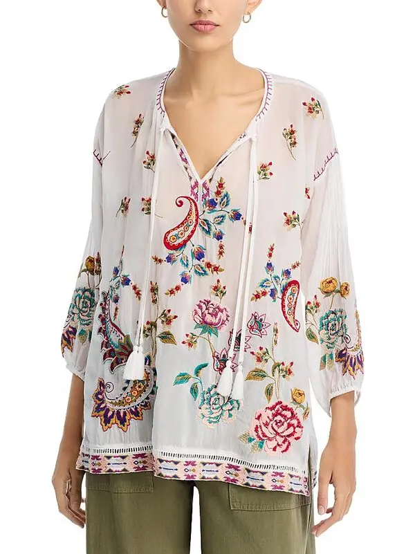 Johnny Was Margot Embroidered Blouse - White