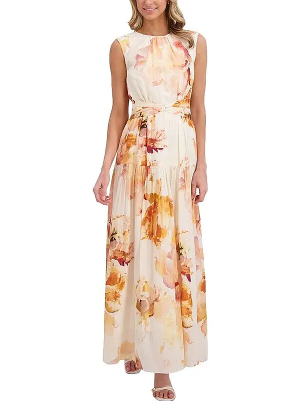 Ted Baker London Sleeveless Wrapped Waist Maxi Dress - Spicy Orange