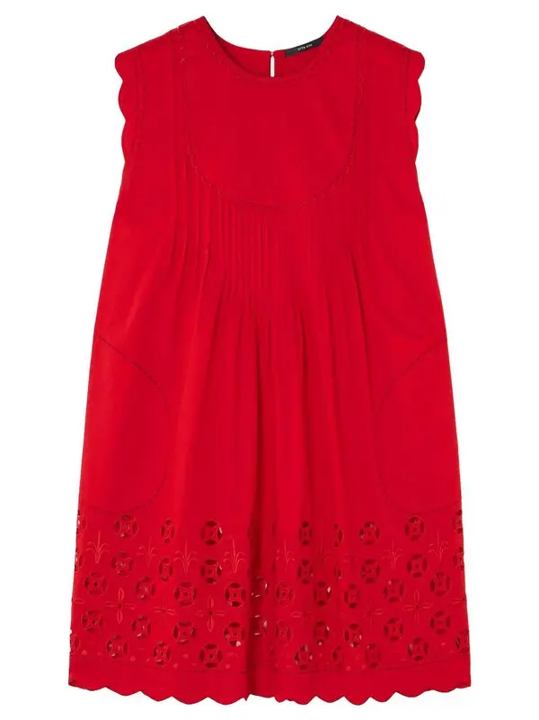Vita Kin Brooklyn Scalloped Broderie Anglaise Cotton-batiste Mini Dress - Red