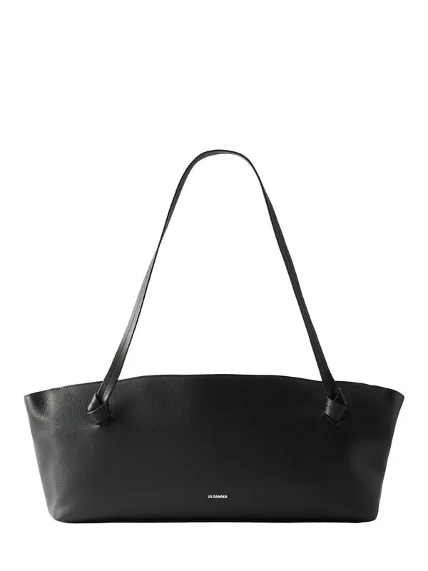 JIL SANDER Knot Leather Shoulder Bag - Black