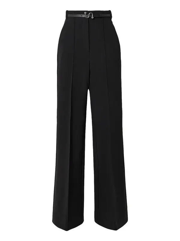 Sportmax Texas Belted Stretch-jersey Flared Pants - Black