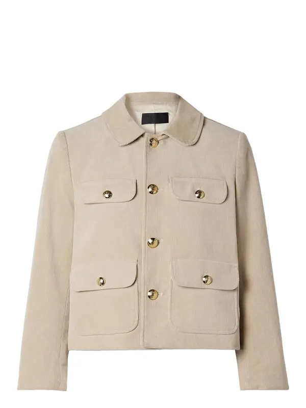 NILI LOTAN Chamonix Cropped Corduroy Jacket - Neutrals