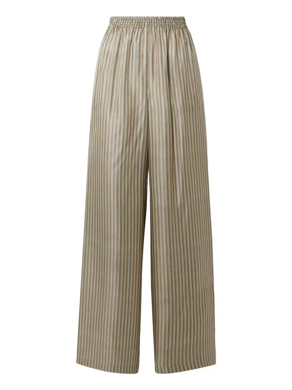 Max Mara Ladino Striped Silk-twill Pants - Brown