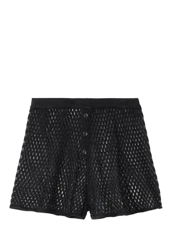 Kiki De Montparnasse Open-knit Silk Shorts - Black