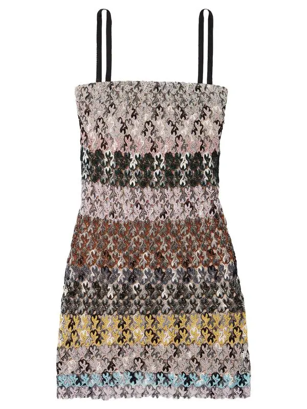 Missoni Striped Metallic Crochet-knit Mini Dress - Multi