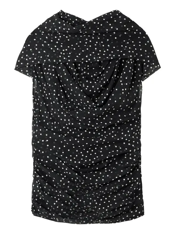 Magda Butrym Draped Polka-dot Silk-chiffon Blouse - Black