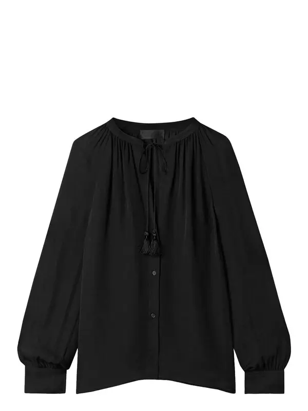 NILI LOTAN Lys Tie-neck Silk-chiffon Shirt - Black