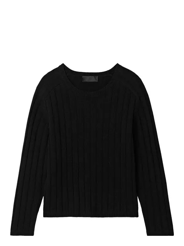 NILI LOTAN Alise Ribbed Merino Wool And Cashmere-blend Sweater - Black