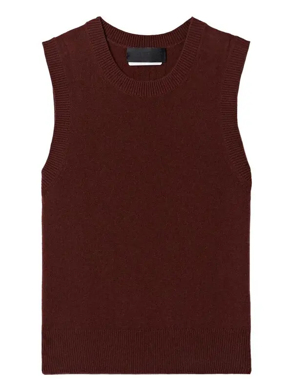 NILI LOTAN May Cropped Cashmere Tank - Burgundy