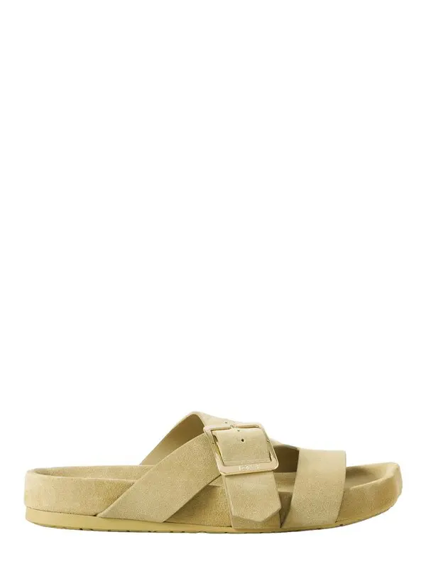 Loewe Ease Buckled Suede Slides - Neutrals
