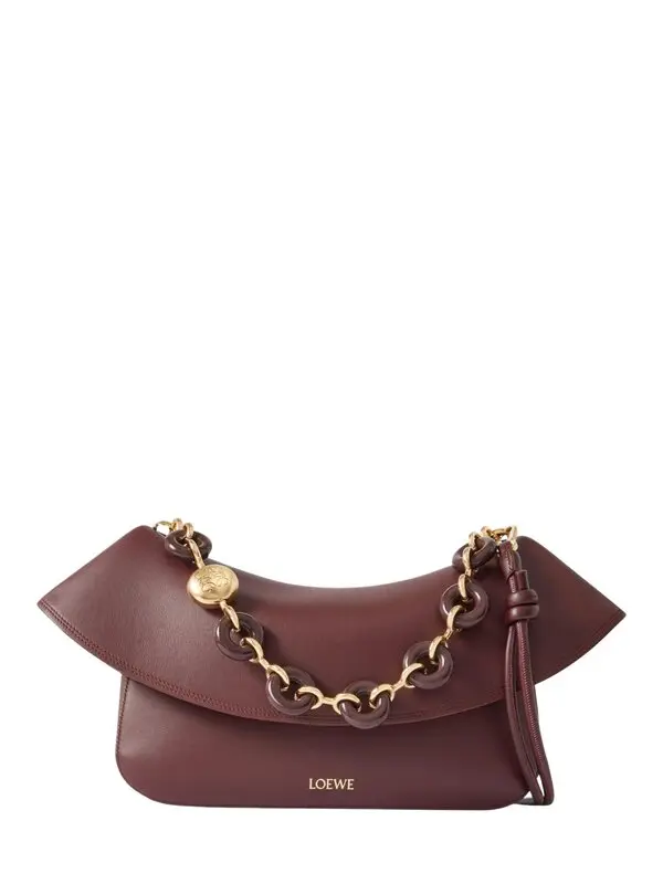 Loewe Ola Medium Embellished Leather Shoulder Bag - Burgundy