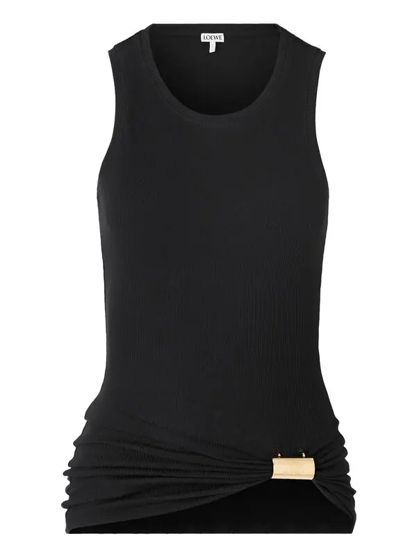 Loewe Embellished Ribbed Tank - Black